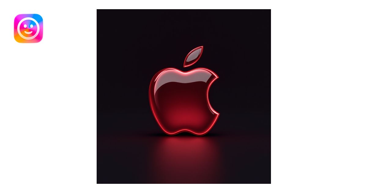 realistic shiny red apple icon in skeuomorphism style with subtle ...