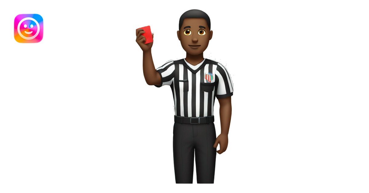 black male referee holding red card emoji | AI Emoji Generator