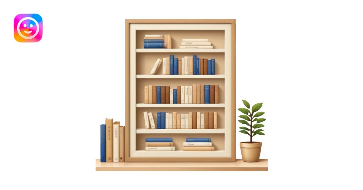 ikea bookshelf filled with beige books, cozy vibe emoji | AI Emoji ...