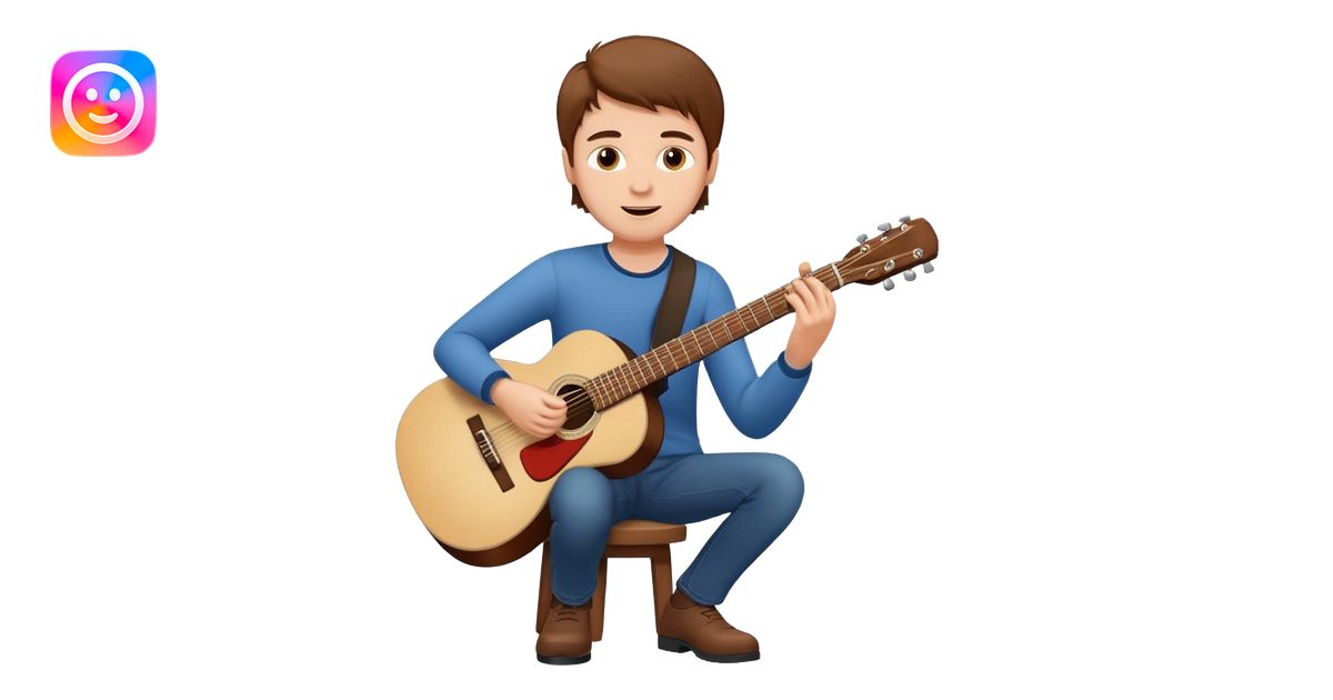 white Guy with brown hair playing a guitar emoji | AI Emoji Generator