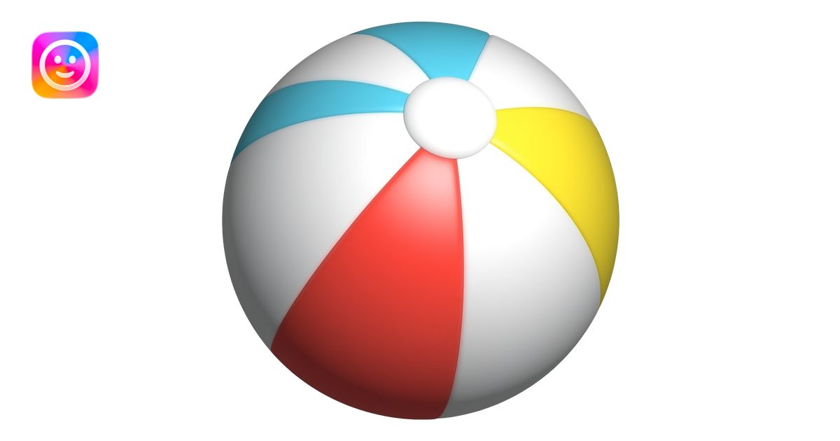 beach ball with colors white,blue,red ,yellow strips emoji | AI Emoji ...