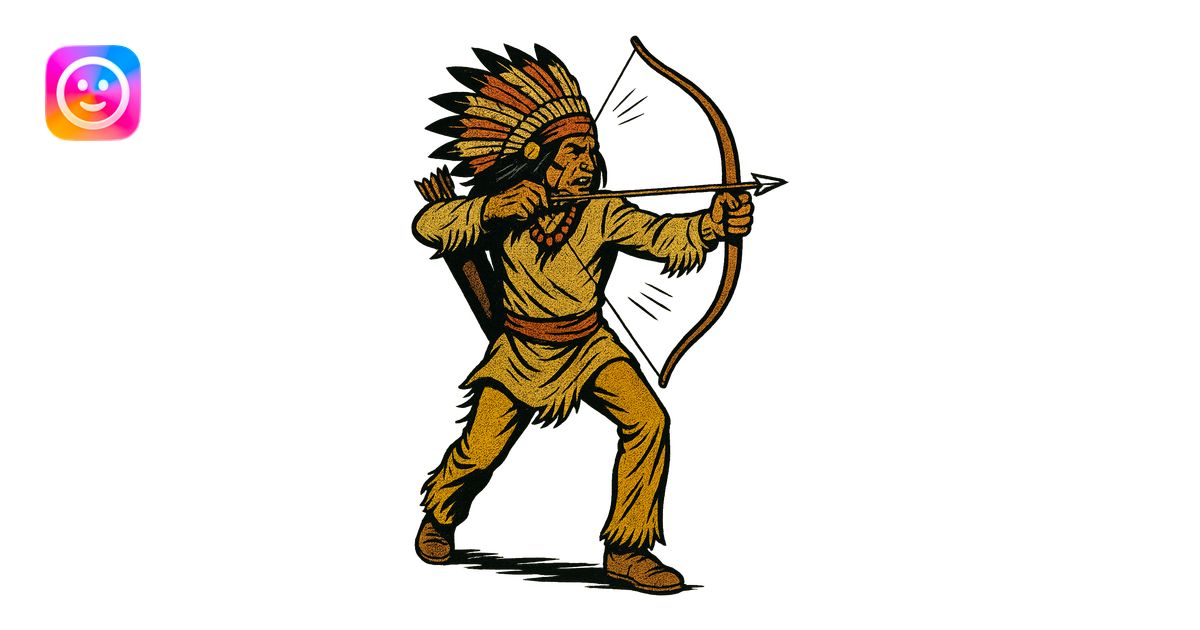 The full body of A native American chief with bow and arrow in the ...