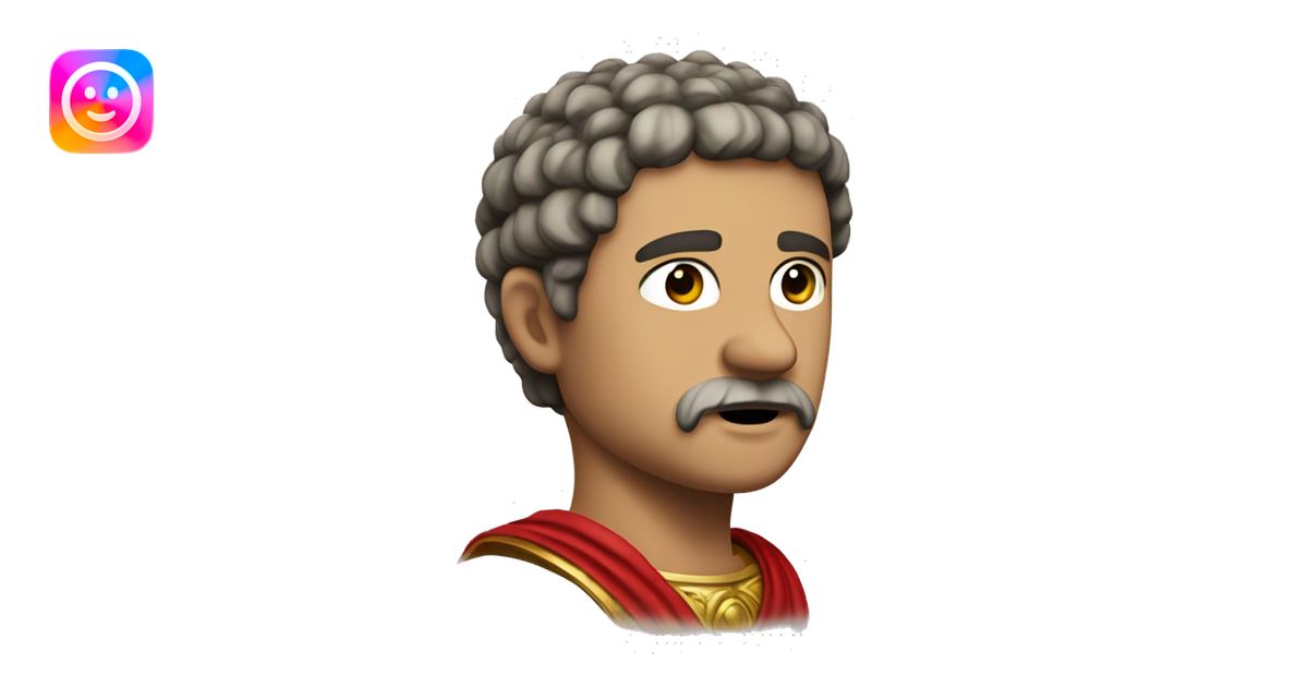 Create an emoji of a Roman emperor, wearing a laurel wreath and a red ...
