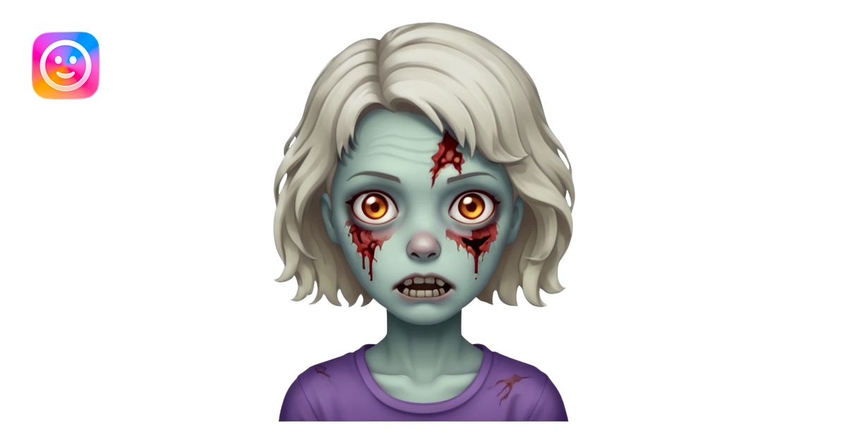 Zombie girl with bruises, she has a short wavy hair. emoji | AI Emoji ...