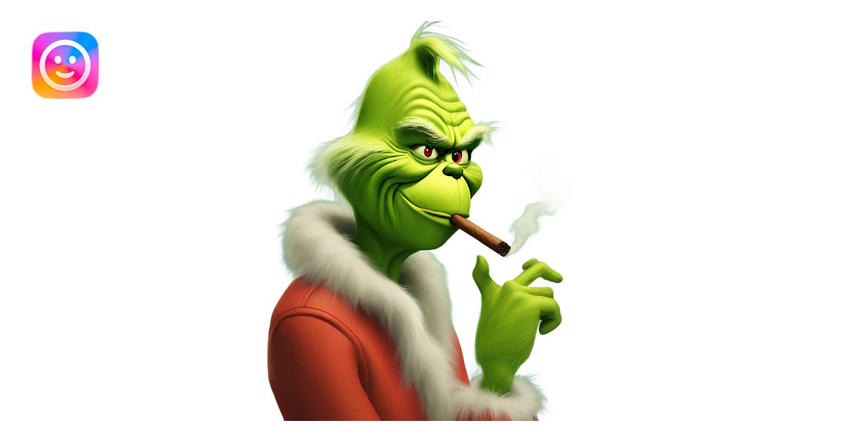 The grinch smoking a cigar emoji | AI Emoji Generator