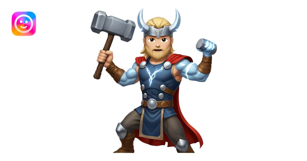 Norse god Thor, with hammer and lightning emoji | AI Emoji Generator