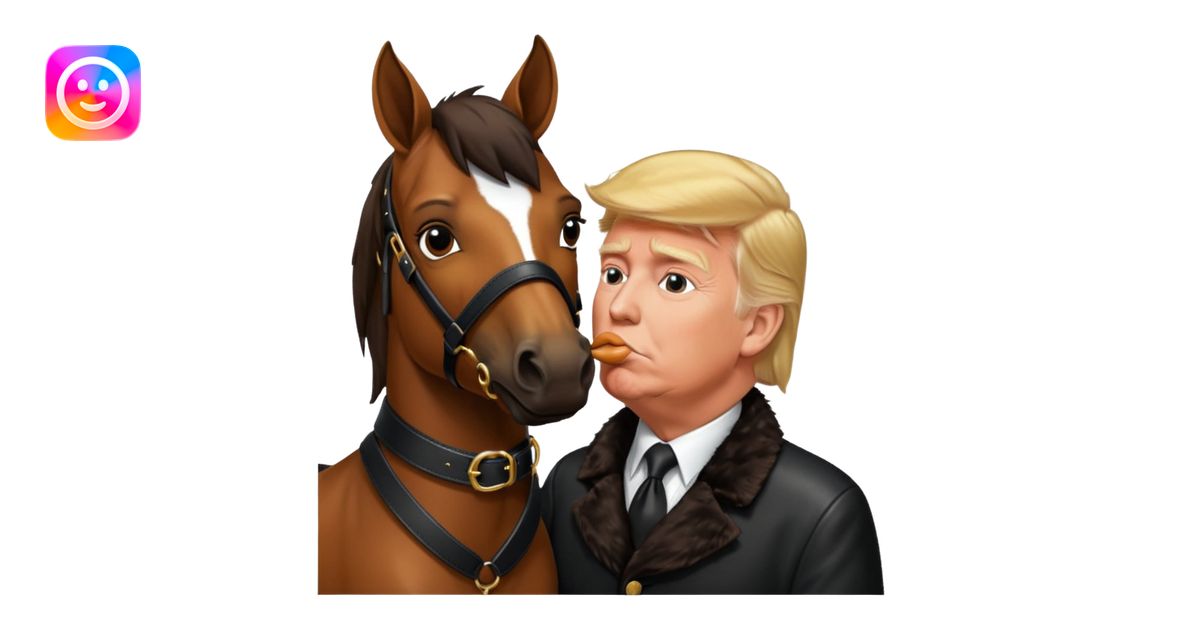 Donald trump kissing a horse named bubba (bubba on its collar) emoji ...