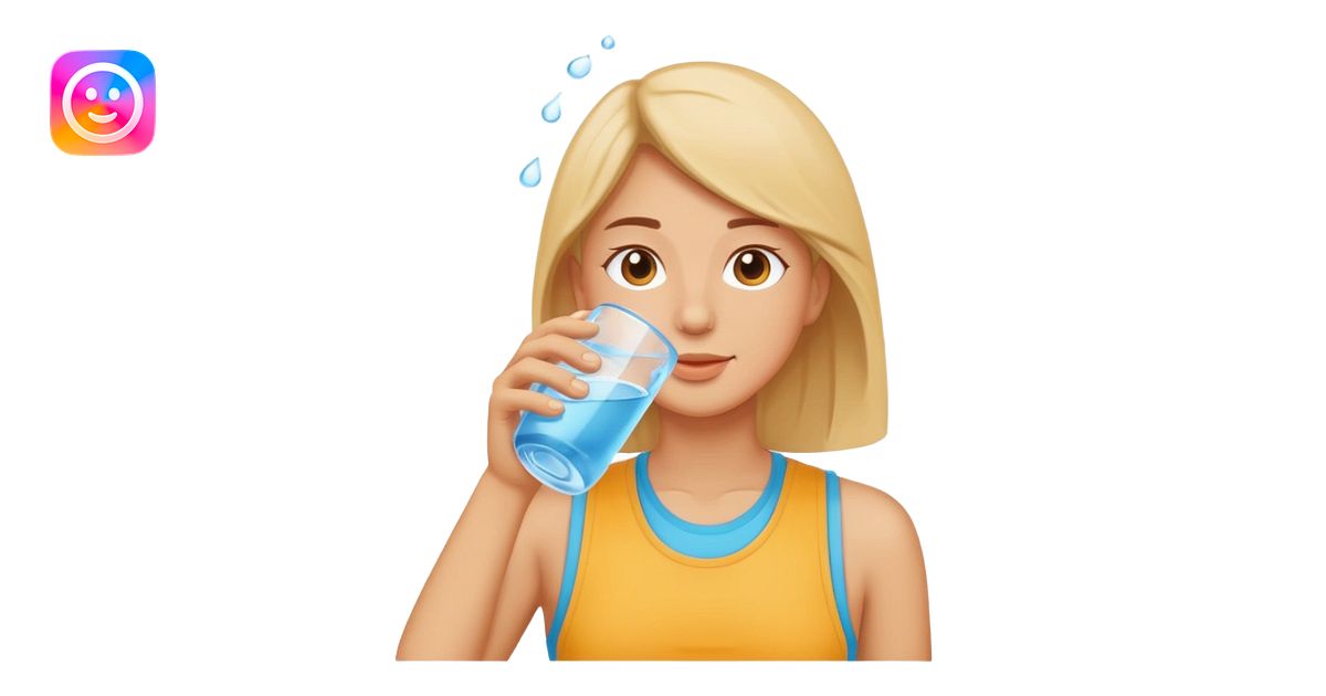 Emoji of a person drinking water, healthy and refreshing feeling ...