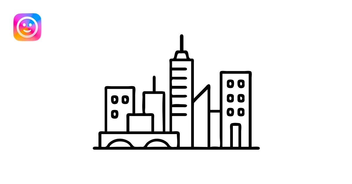 A modern city skyline with various buildings and urban infrastructure ...