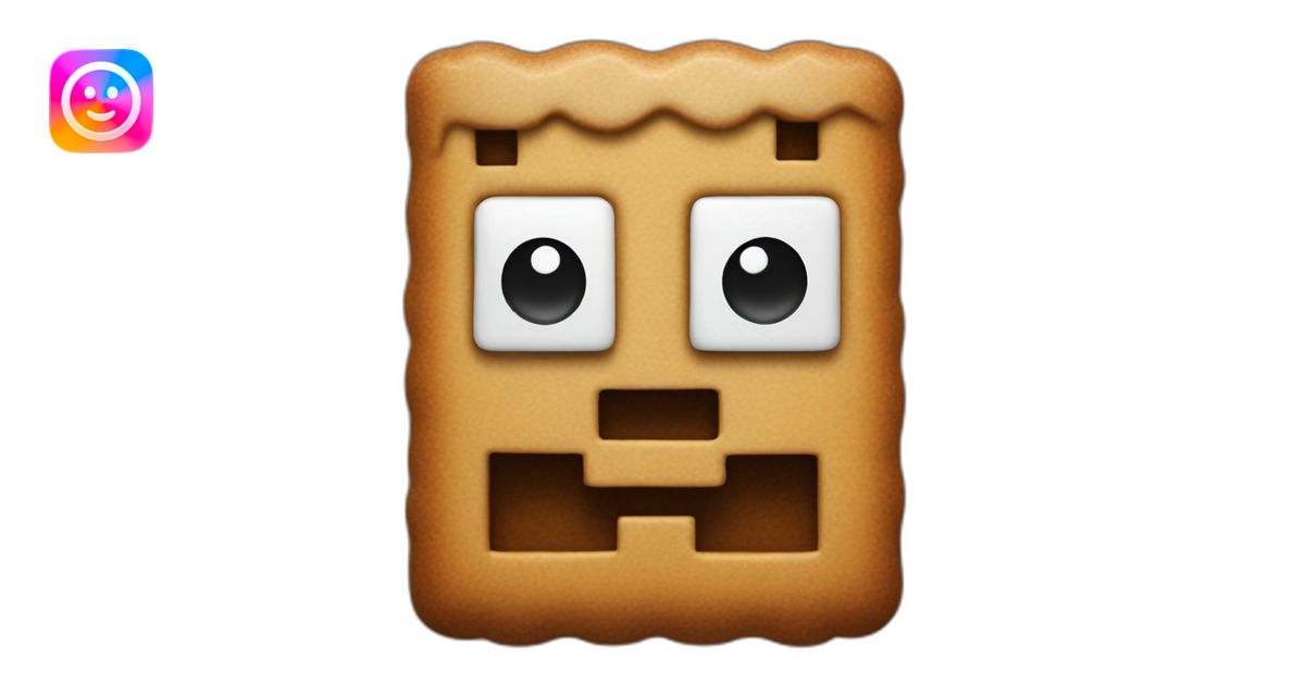 a minecraft gingerbread man head with white small eyes emoji | AI Emoji ...