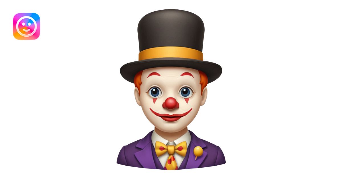 Clown in bowler hat & long tie emoji | AI Emoji Generator