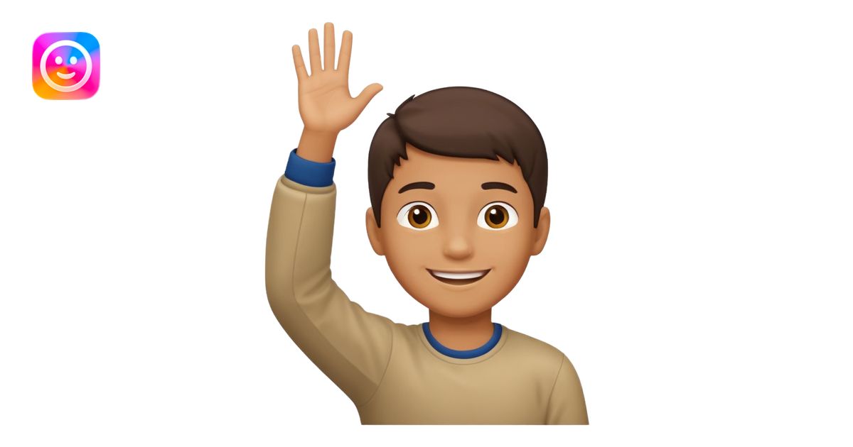 boy raising his hand emoji | AI Emoji Generator