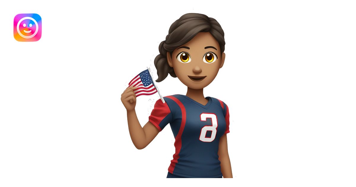 Brunette girl playing flag football emoji | AI Emoji Generator