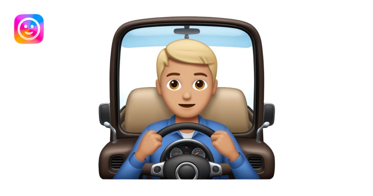 Crea un emoji con fondo transparente en PNG de una persona manejando un ...