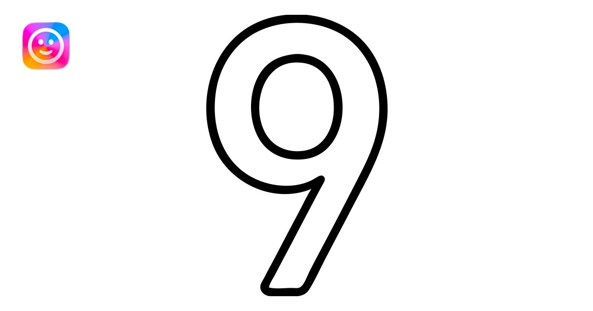 the number 9 as a minimal outlined icon, no fill icon | AI Emoji Generator