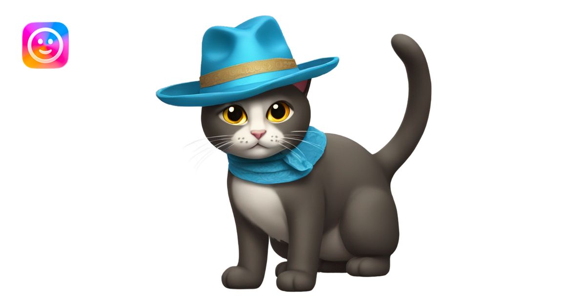 un gato con sombrero y un moño emoji | AI Emoji Generator