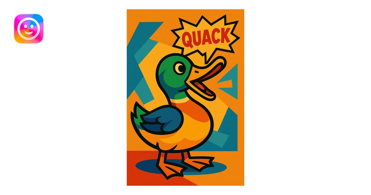a duck quacking, stylized illustration, vibrant toon style illustration ...