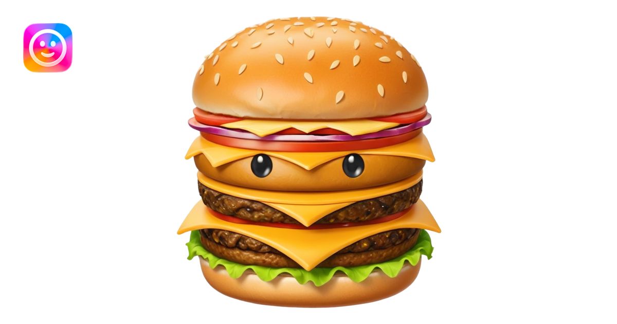 Burger and fries but separate and with faces emoji | AI Emoji Generator