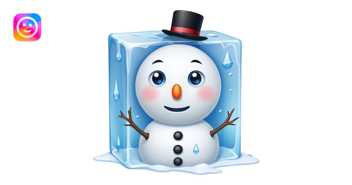 snowman stuck in ice block with sad face emoji | AI Emoji Generator