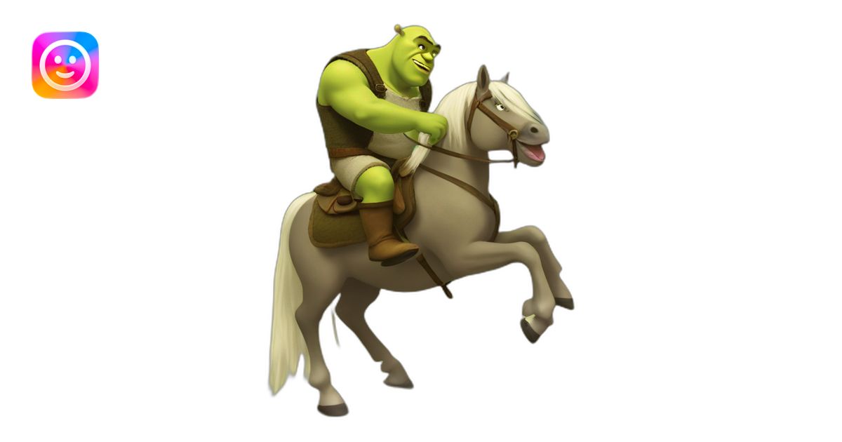 shrek montando un pony emoji | AI Emoji Generator