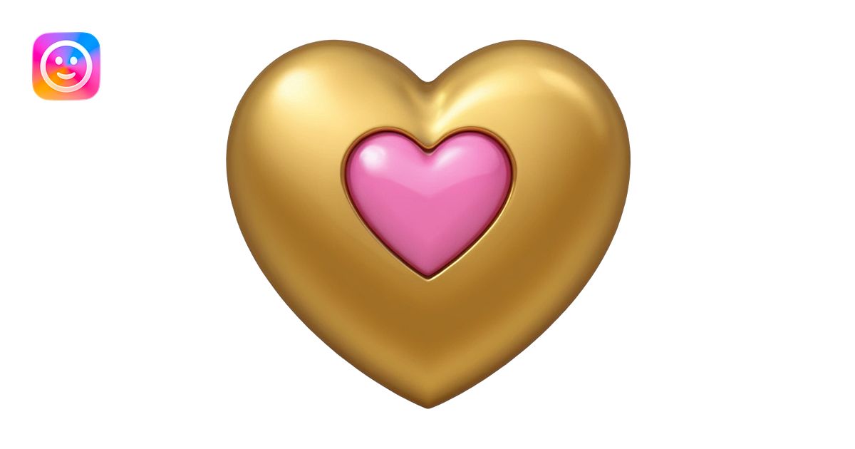 gold heart with one mini pink heart inside of it emoji | AI Emoji Generator