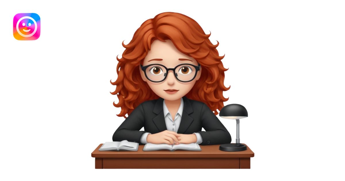 Pretty model, brown eyes, soft red wavy hair, falling asleep at desk ...