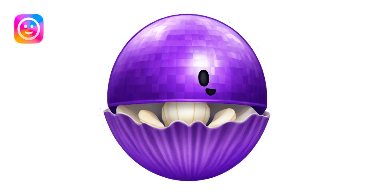 purple disco ball with clam shell emoji | AI Emoji Generator