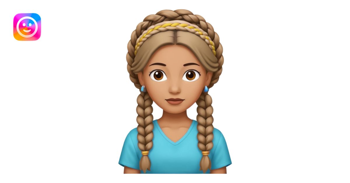 big braided woman face wiith big visible braids and headband emoji | AI ...