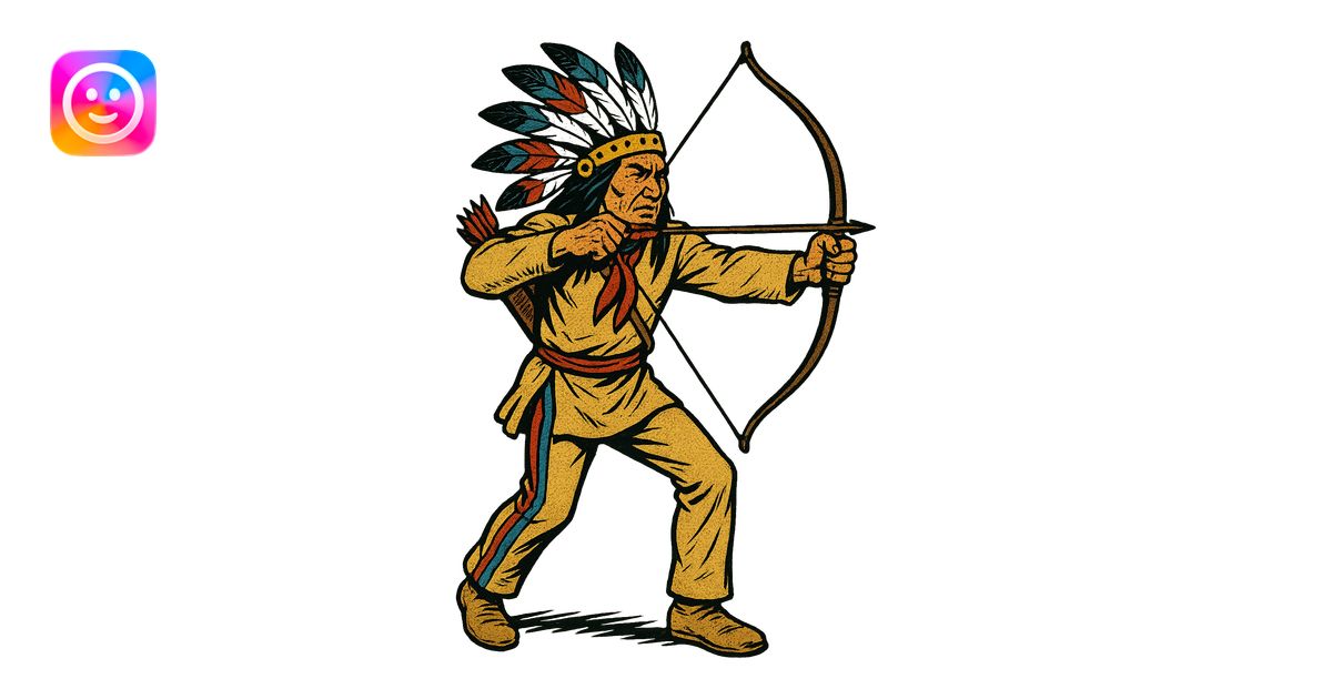 The full body of A native American chief with bow and arrow in the ...