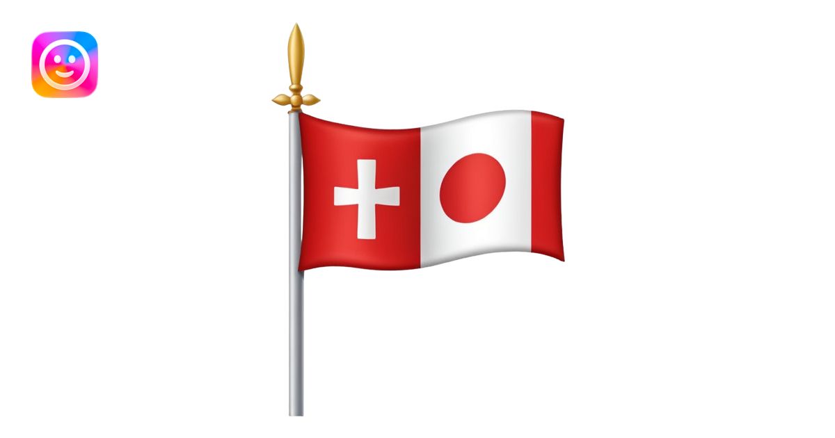 Créame un emoji de una bandera roja con un círculo blanco a un costado ...