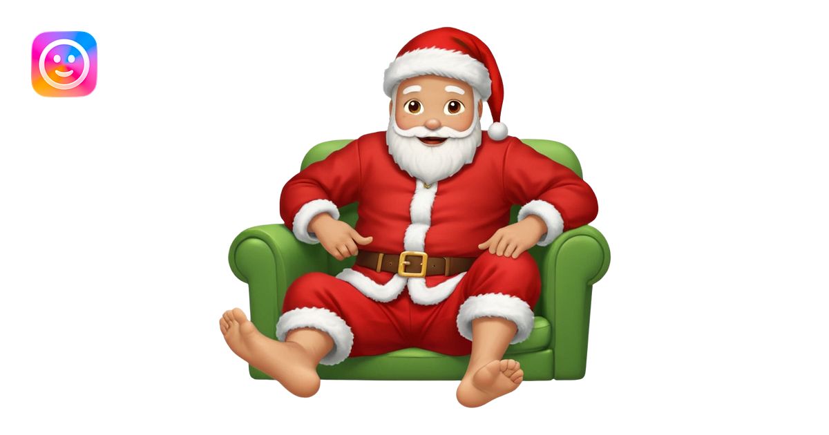 Father Christmas with his feet up and jacket off, resting after ...