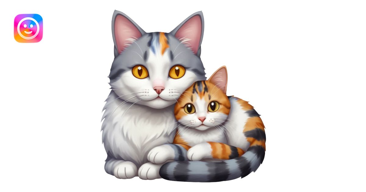 grey and white cat cuddling a colourful light patched calico + white ...