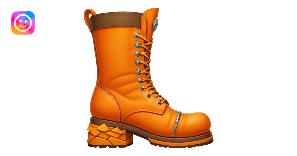 Giant orange boot crushing a person beneath it emoji | AI Emoji Generator