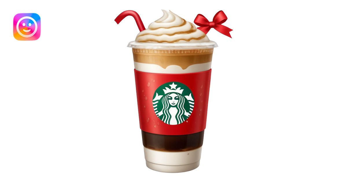 Starbucks iced espresso with milk and the cup has red ribbons printed ...