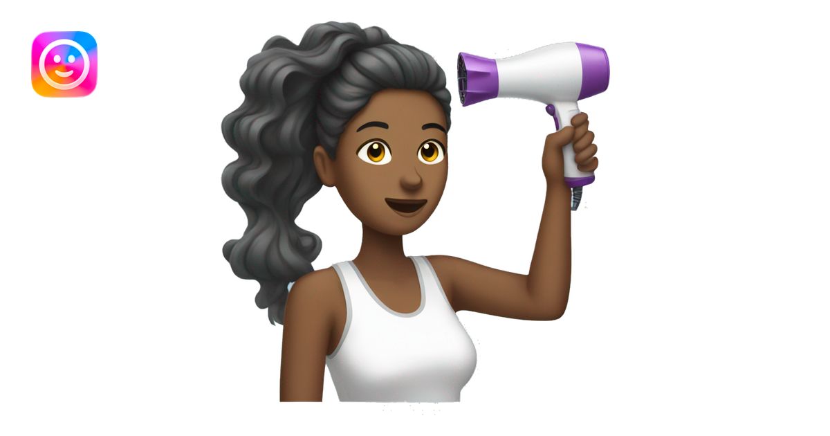 Girl blow drying hair emoji | AI Emoji Generator