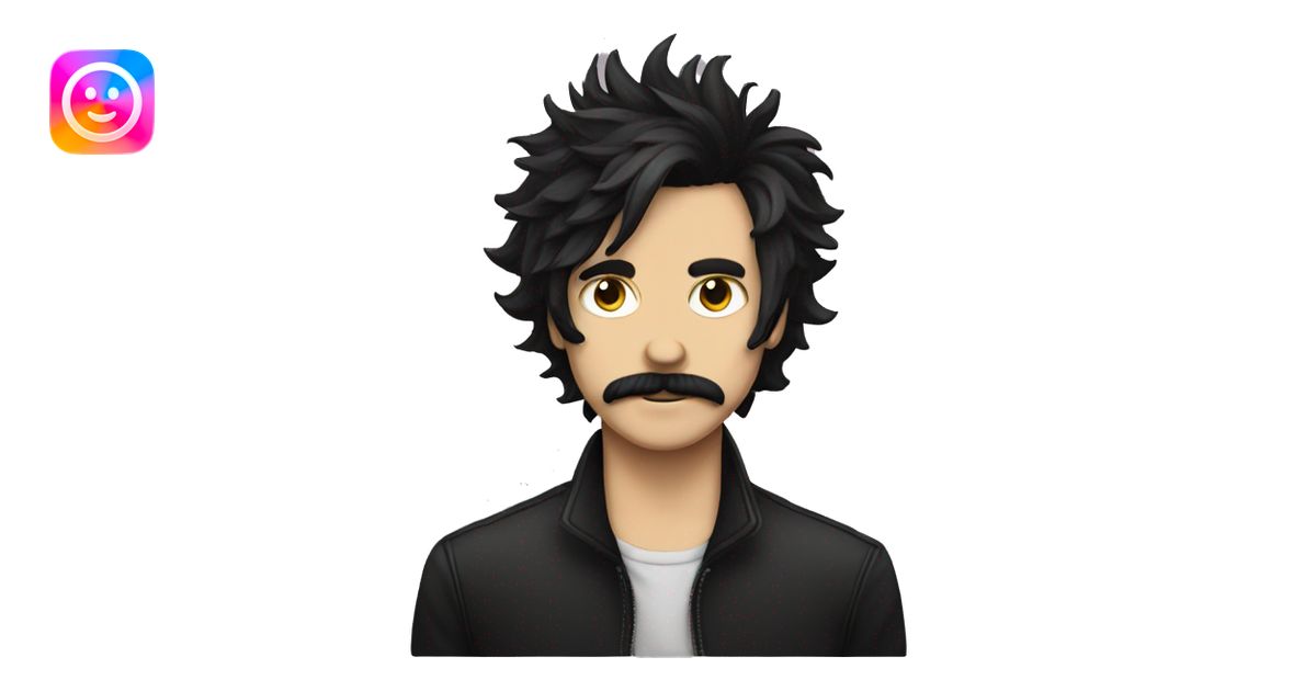 emo boy with shaggy hair and moustache emoji | AI Emoji Generator