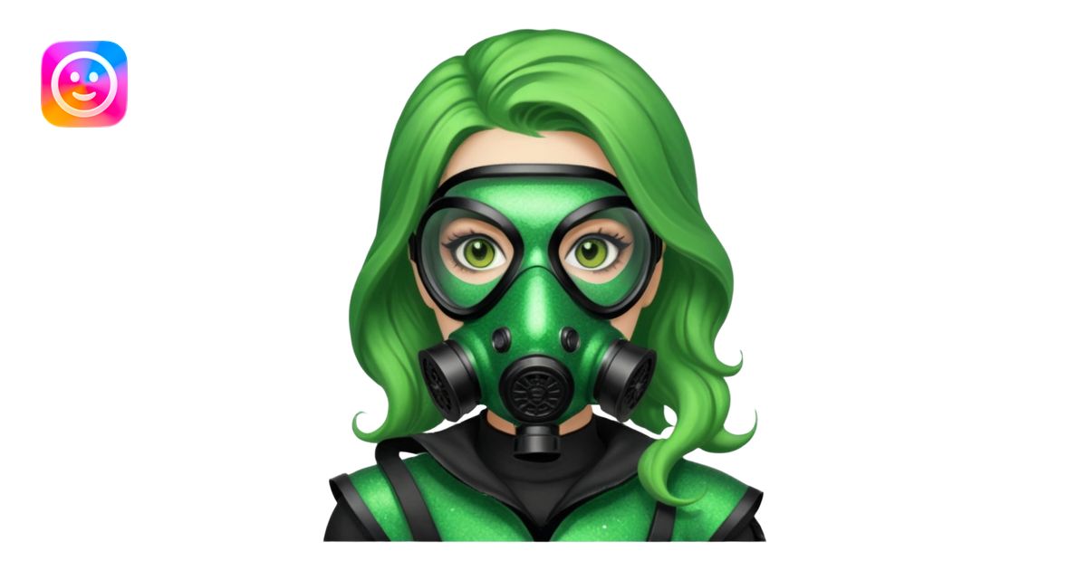 glitter green viper valorant female gas mask emoji | AI Emoji Generator
