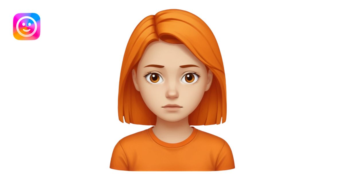 25 year old woman in orange shirt, she looks like she is in pain emoji ...
