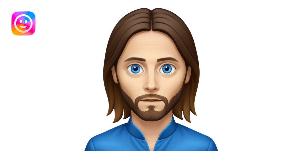 Jared Leto with blue eyes emoji | AI Emoji Generator