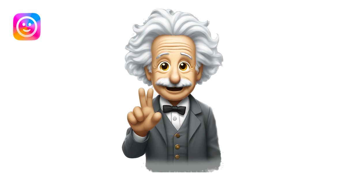 albert einstein with vawing hand and is happy emoji | AI Emoji Generator