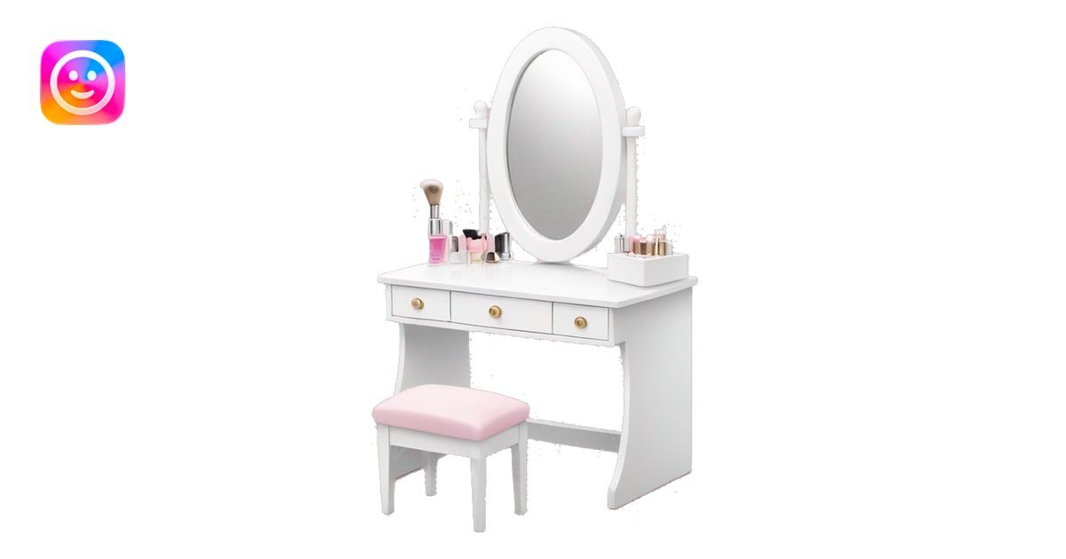 White Makeup vanity with light pink makeup emoji | AI Emoji Generator