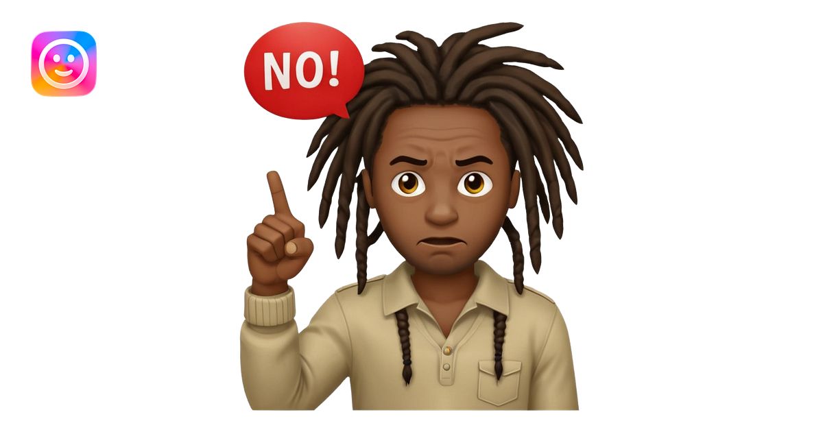black skinned guys with dreads with his thumbs pointing down and a sign ...