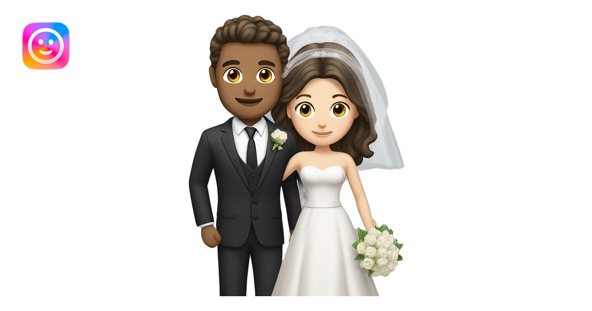 white brunette man and woman getting married emoji | AI Emoji Generator