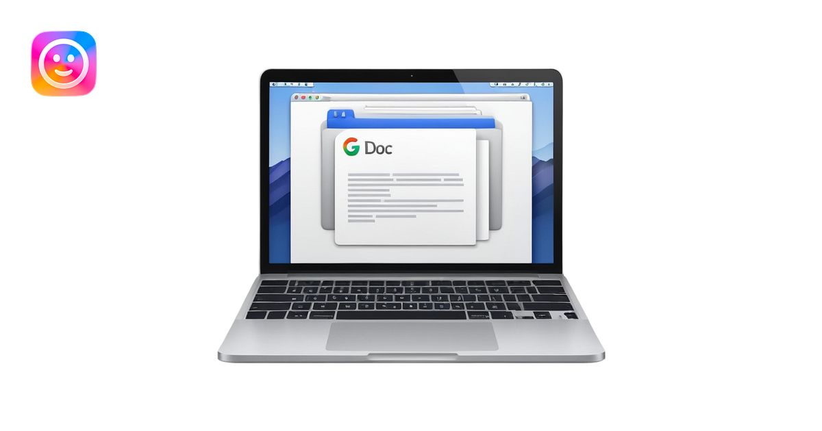 Mac laptop with a google doc open on the screen emoji | AI Emoji Generator