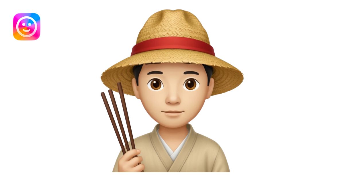 Chinese guy with a hat and chopsticks emoji | AI Emoji Generator