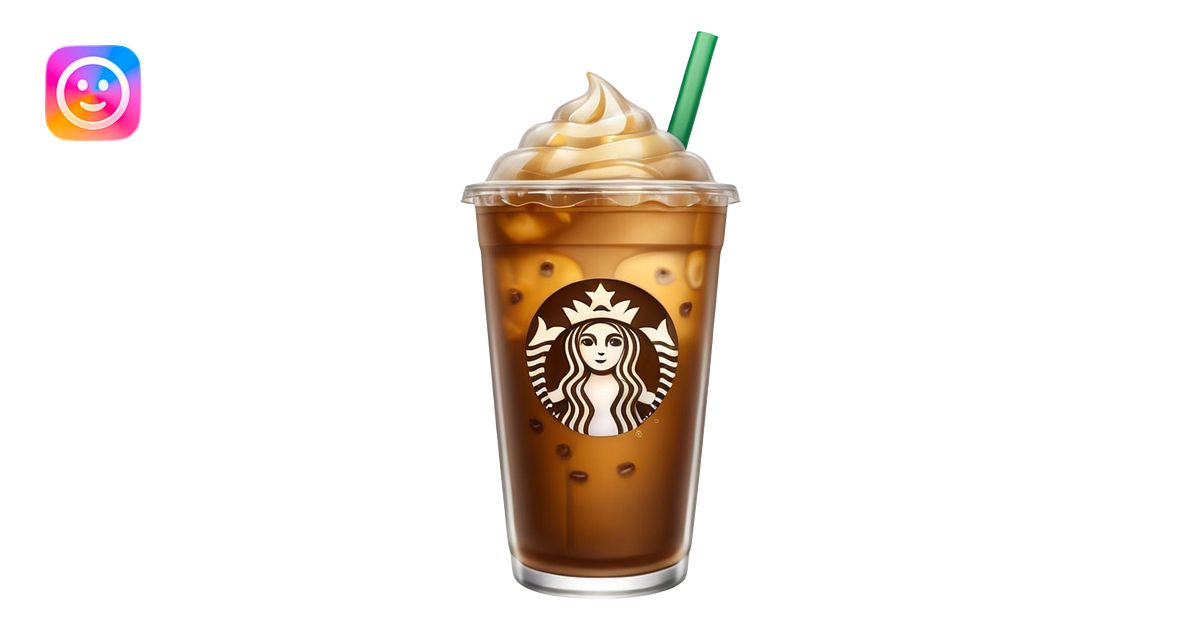 Gold Starbucks iced coffee emoji | AI Emoji Generator
