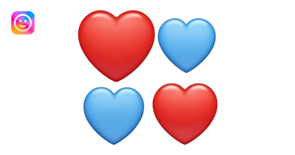 Red circle with light blue triangle by the top left and regular blue ...