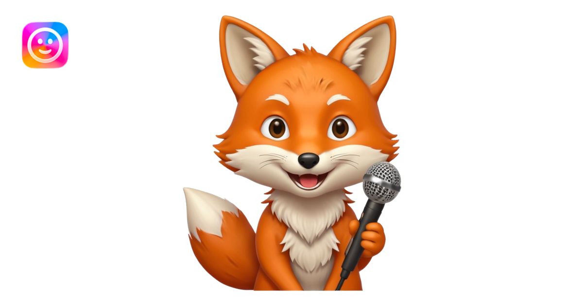 fox singing with mic emoji | AI Emoji Generator