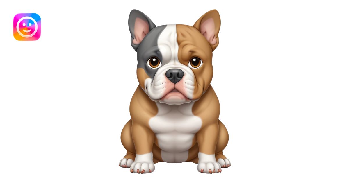 Tricolor grey tan white American bully Dog emoji | AI Emoji Generator