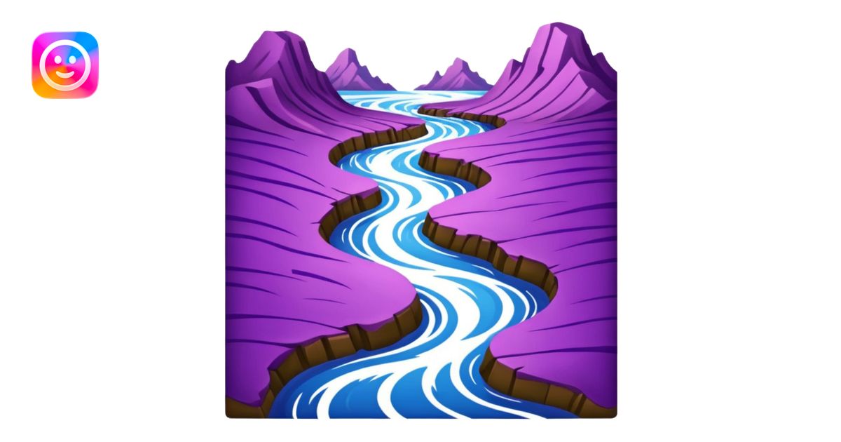 A choppy purple river with land on each side emoji | AI Emoji Generator